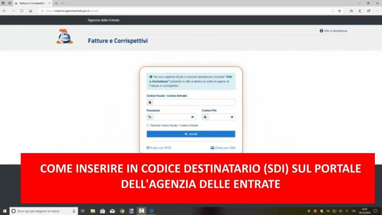 Aggiornare Il Codice SDI (codice Destinatario) Sull'Agenzia Delle ...